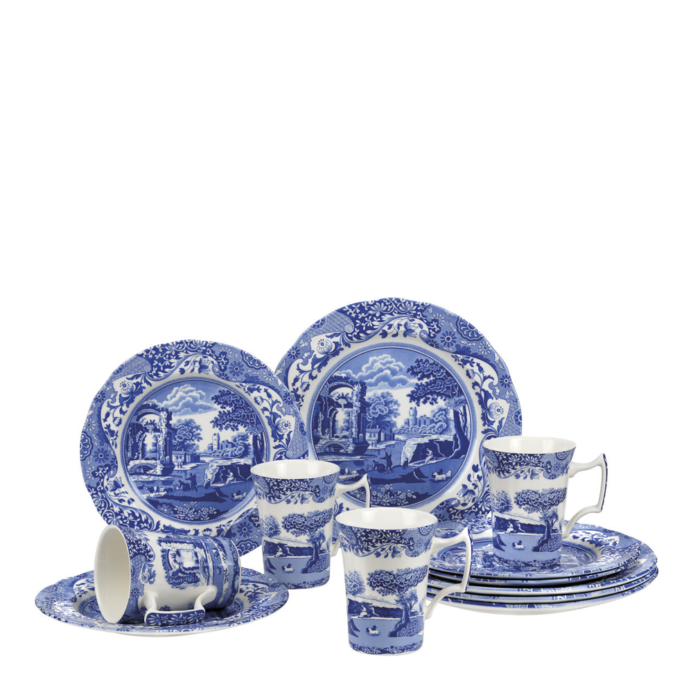 Spode Blue Italian Stor Kopp med Fat 56 cl - Cervera