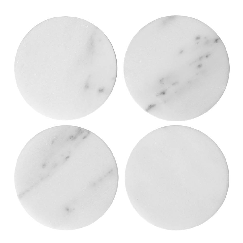 Stiernholm Marmor glasunderlägg rund 10 cm 4-pack vit - Cervera