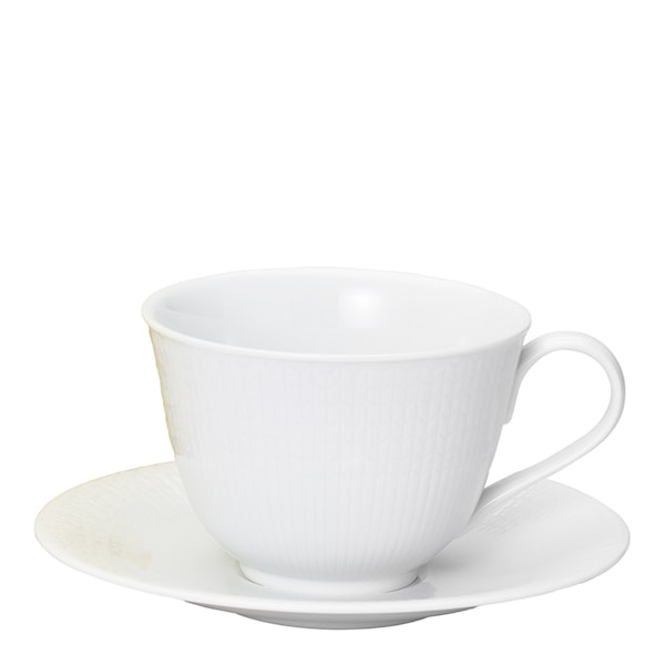 Rörstrand Swedish Grace Tekopp med Fat 45 cl Snö - Cervera