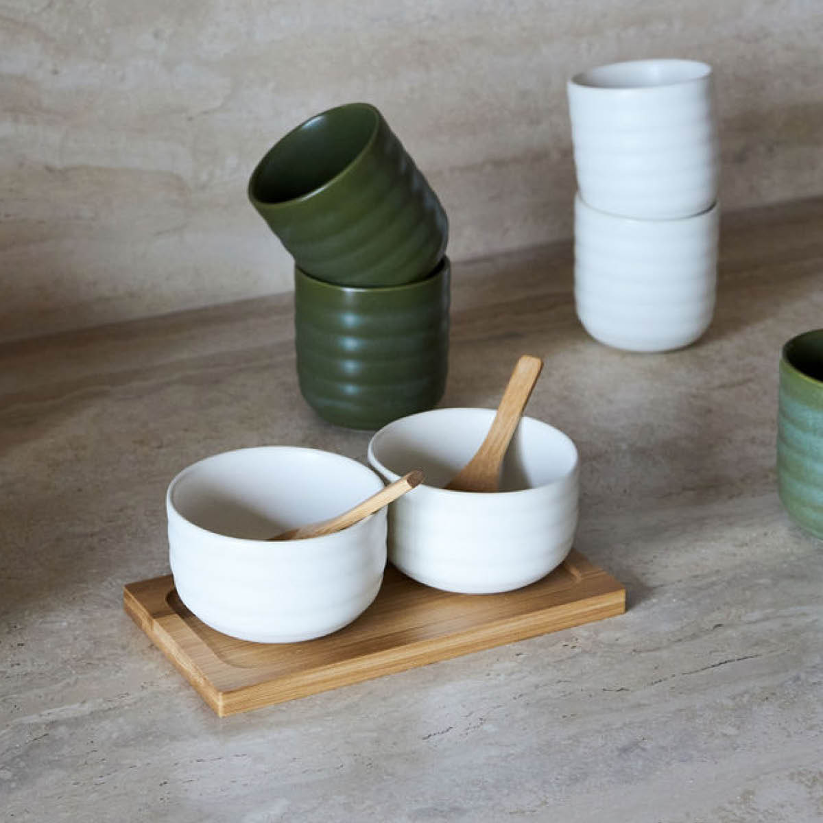 Sagaform Ellen Skålset med sked 17 cl Vit - Cervera