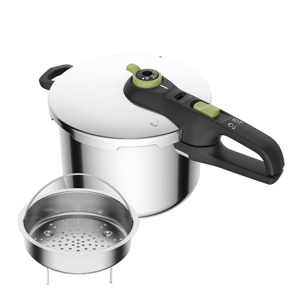 Tefal Secure Trendy trykkoker m/dampkurv 6L - Cervera